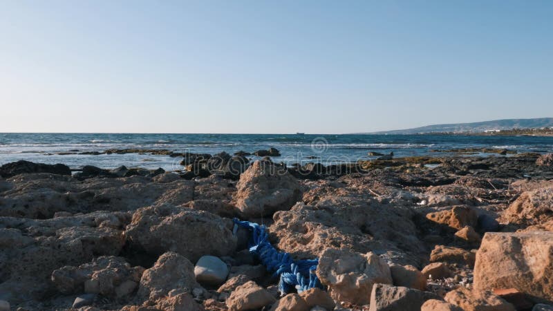 Plastic Trash on Beach of Mediterranean Sea. Drone View of Garbage Near ...