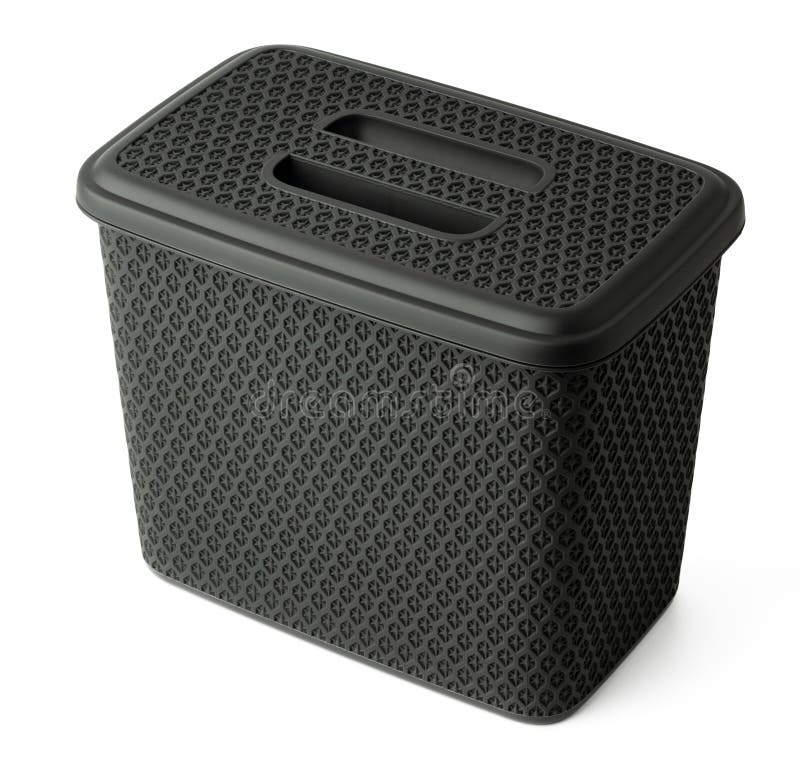 Plastic Trash Can with Lid on White Background Stock Image - Image of ...