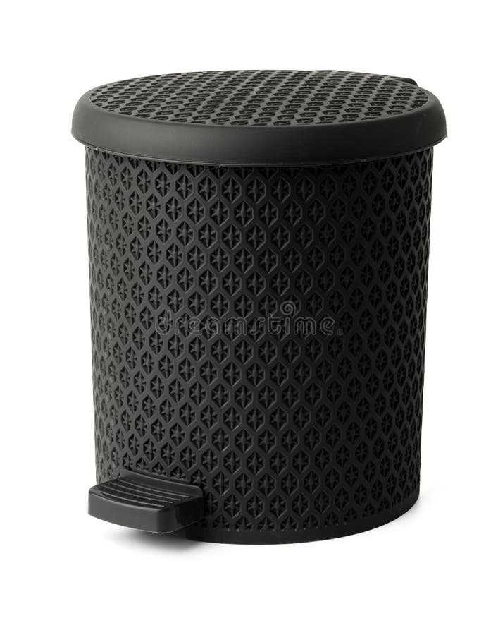 Plastic Trash Can with Lid on White Background Stock Image - Image of ...