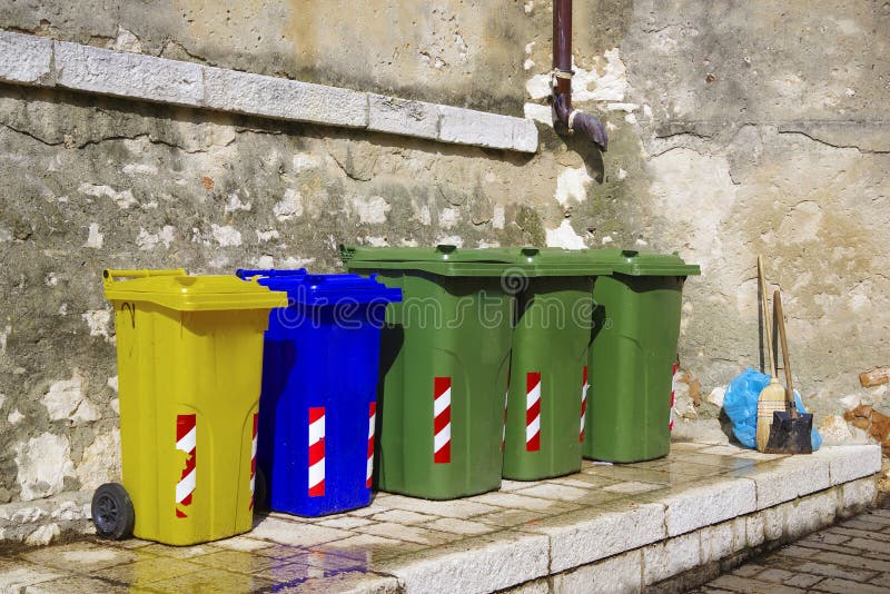 Plastic Trash Containers in the City Stock Image - Image of ...