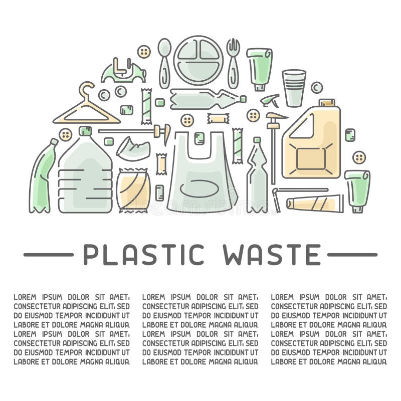 Plastic Trash Information Placard with Sample Text Stock Vector ...