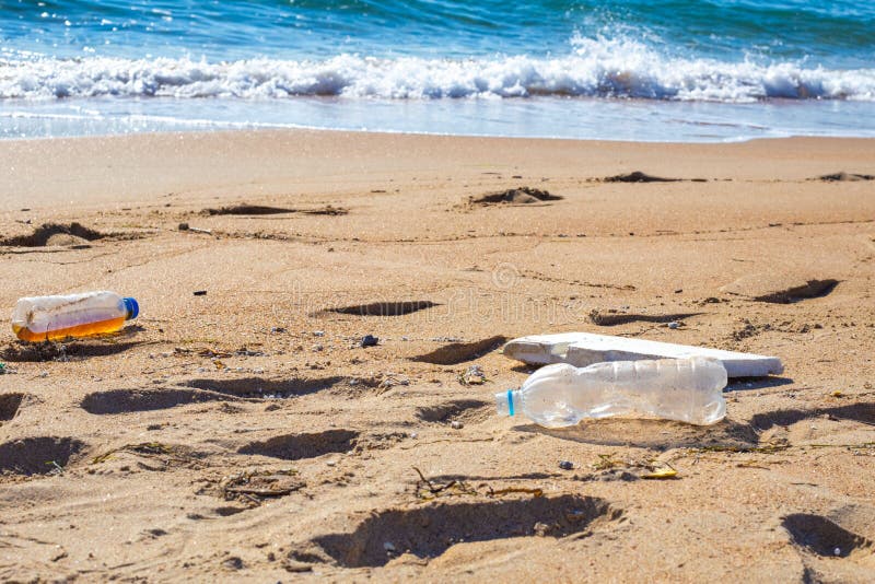 Plastic Trash on the Seashore. Environmental Pollution Stock Photo ...