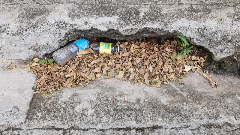 Plastic Trash Thrown in the Drainage Hole Stock Image - Image of ...