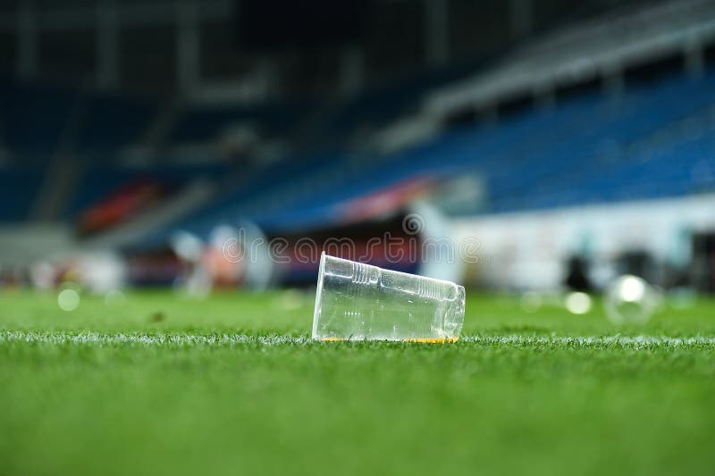 Plastic Trash on the Turf on a Soccer Field Stock Image - Image of ...