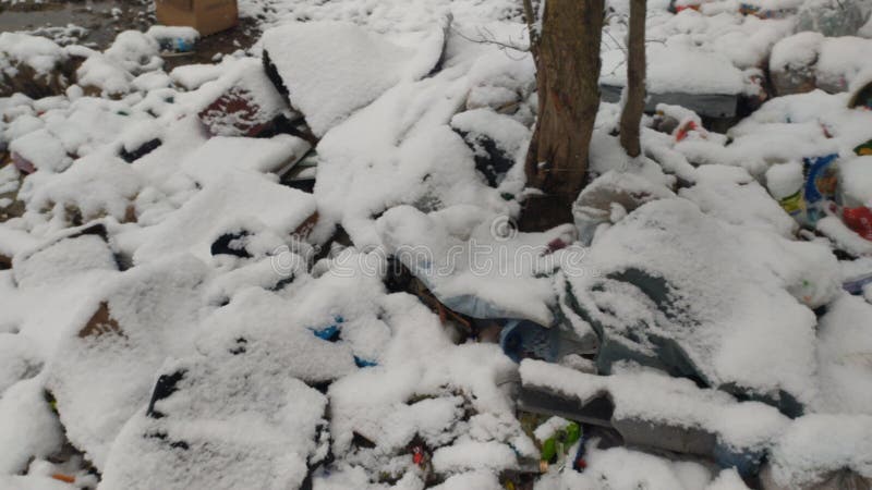 Plastic Trash Under the Snow Stock Video - Video of plastic, dirty ...