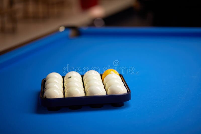 Plastic Tray with Billiard Balls Set on Pool Stock Photo - Image of ...