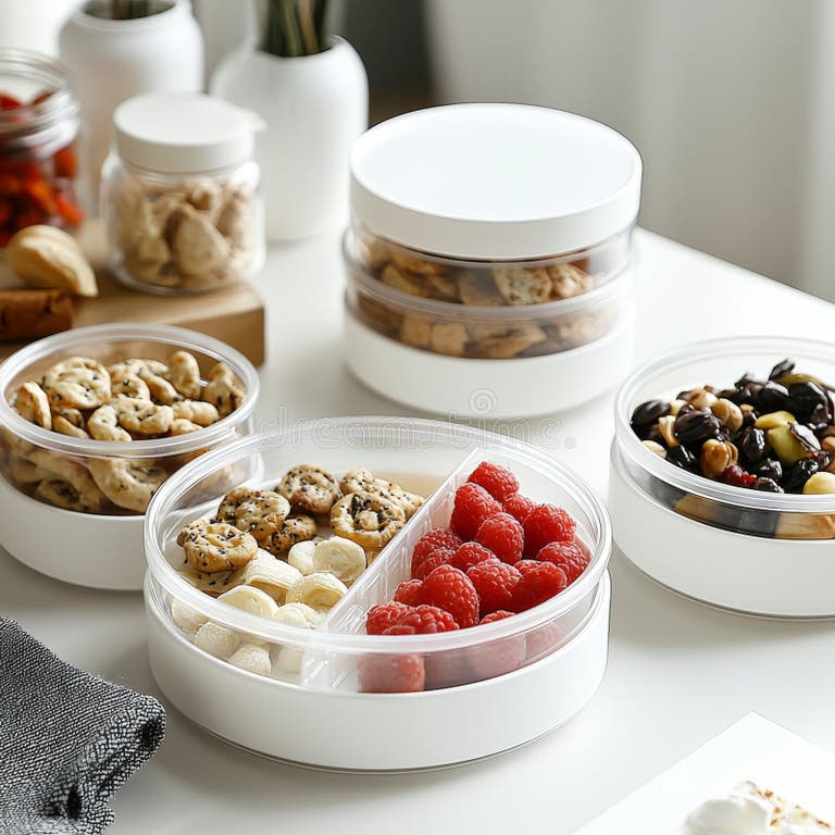 Plastic Tray with Eight Compartments and a Separate Container Stock ...