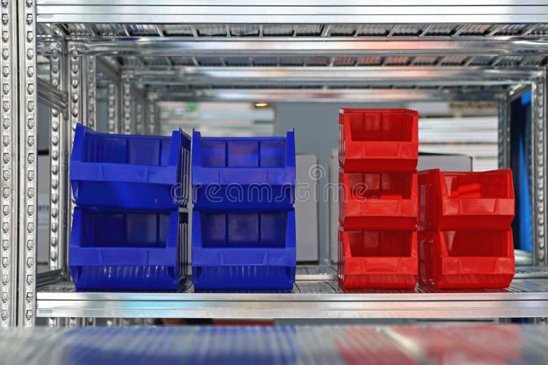 Warehouse bin trays stock image. Image of yellow, storehouse - 27789297