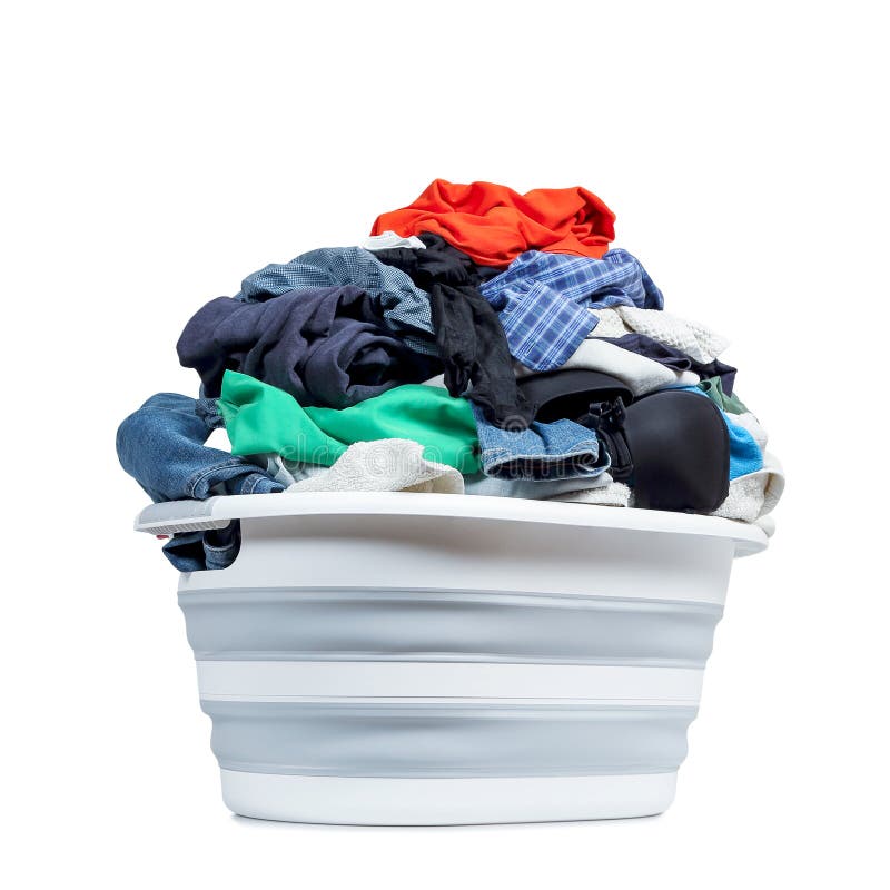 Plastic Tub with Heap of Clothes Stock Photo - Image of laundry, towel ...