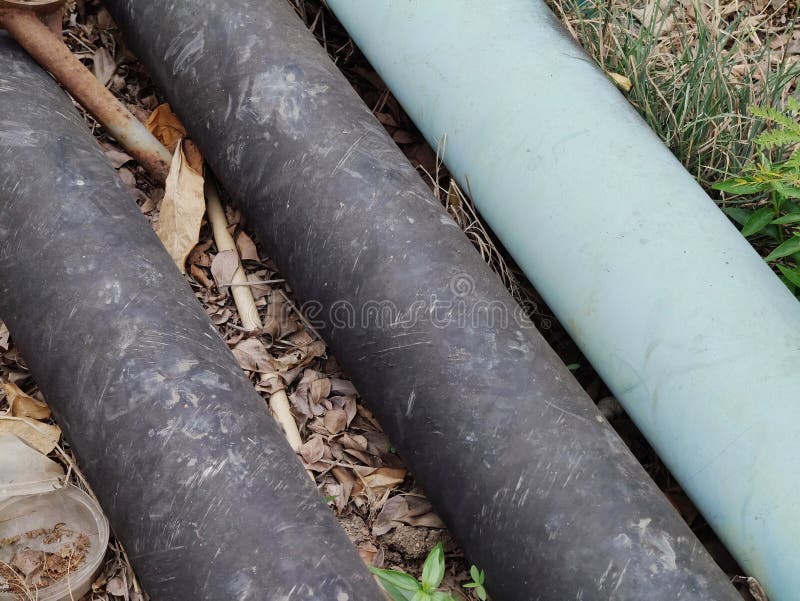 Plastic Tubes on the Ground Stock Image - Image of pipe, closeup: 315434153