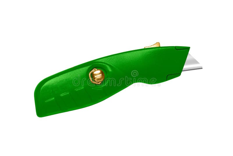 Green Plastic Utility Knife, Isolated Stock Image - Image of boxcutter ...
