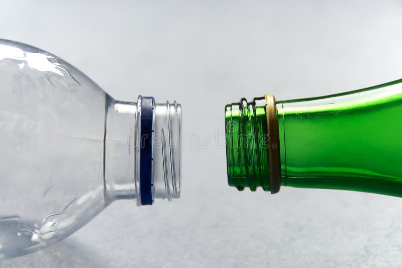 Plastic Versus Glass Bottles Stock Photo - Image of pollution, disposal ...