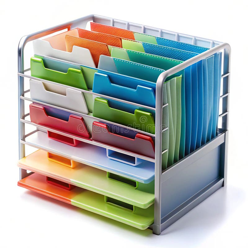 Plastic Vertical File Organizer with Labeled Slots Stock Illustration ...