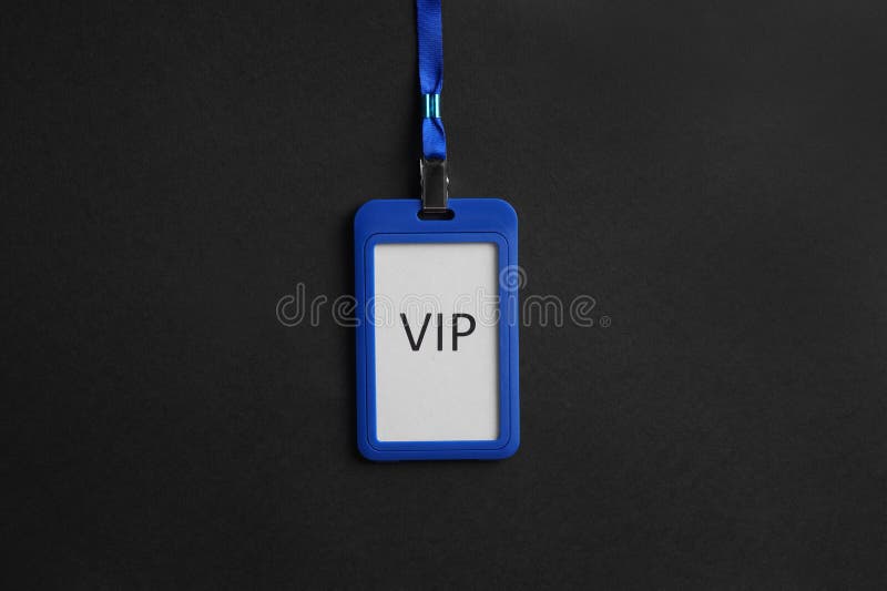 Plastic Vip Badge on Black Background, Top View Stock Photo - Image of ...