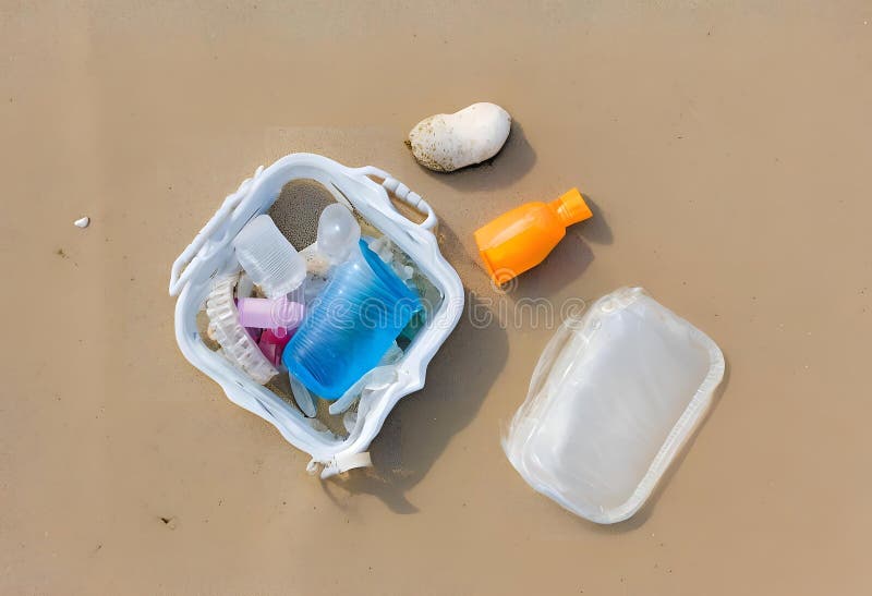 Plastic Waste Left Scattered on Sandy Ground.AI Generated Stock ...