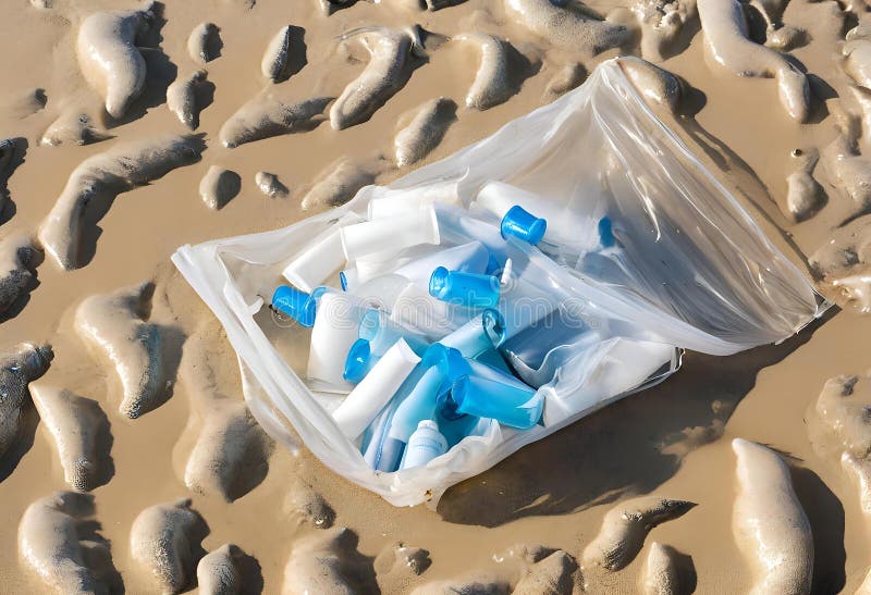 Plastic Waste Left Scattered on Sandy Ground.AI Generated Stock ...