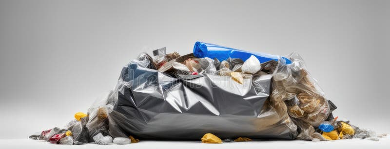 Plastic Waste Bag with Assorted Disposable Containers Stock Photo ...