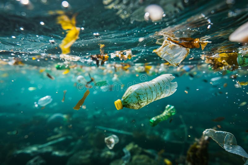 Plastic Waste and Bottles Garbage Undersea or in the Ocean Stock Image ...