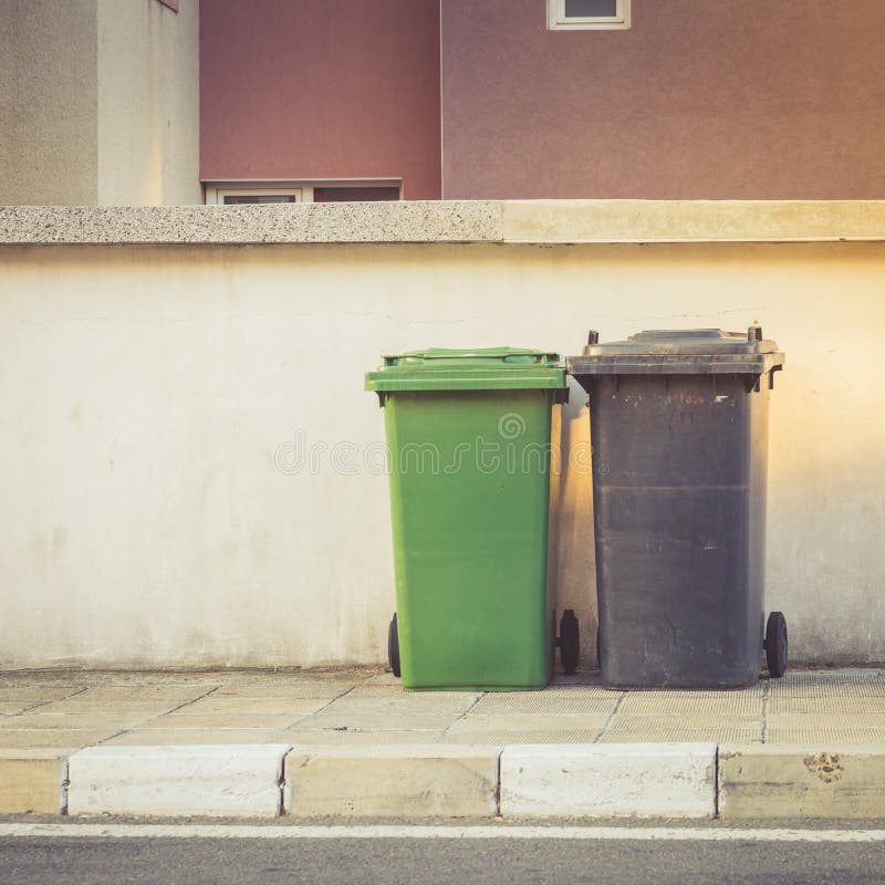 Plastic Waste Containers on the Street Ready for Collection Stock Photo ...