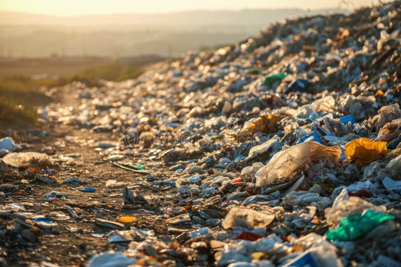 Plastic Waste Dump Emitting Gas Stock Illustration - Illustration of ...