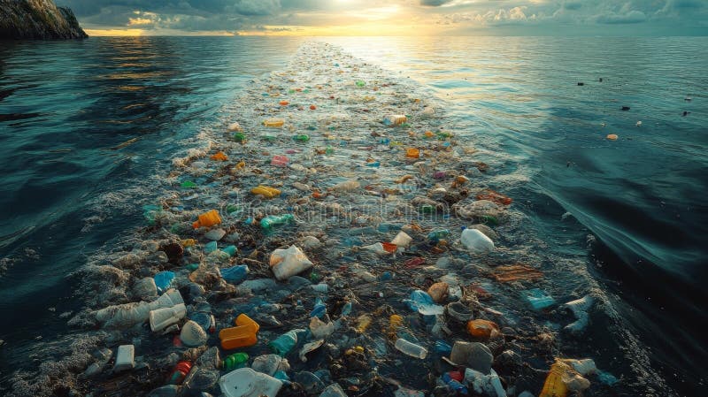 Plastic Waste Floating on the Ocean S Surface in Toxic Waters Stock ...
