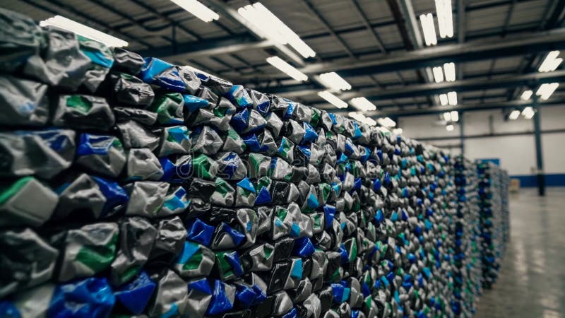 Plastic Waste Management: Rotating View of Packed Plastic Bottles Ready ...