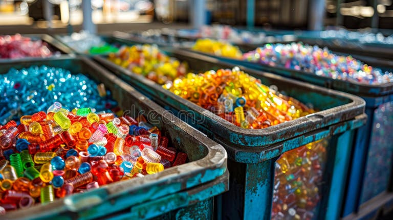 Plastic Waste is Packaged in Containers for Further Processing. Concept ...