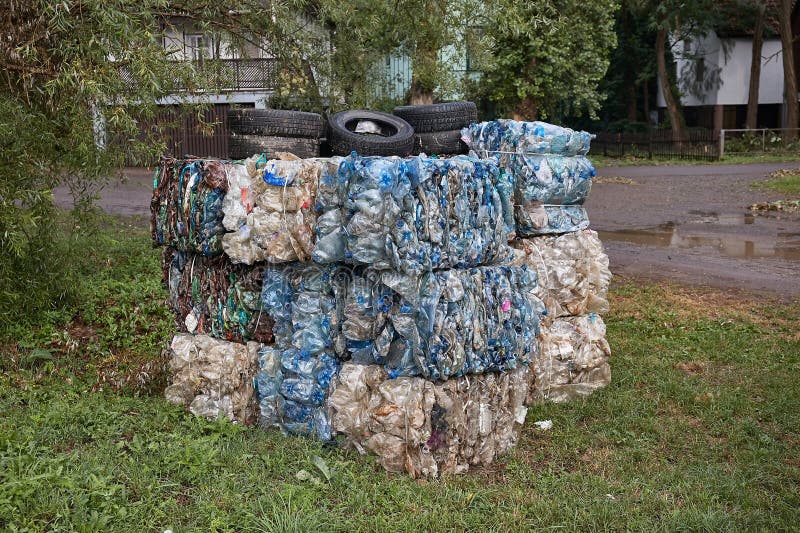 Plastic Bottles in Bales for Waste Recycling Stock Photo - Image of ...