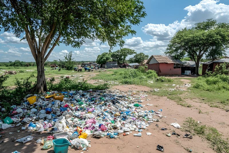 Rural Plastic Waste Crisis stock illustration. Illustration of ...