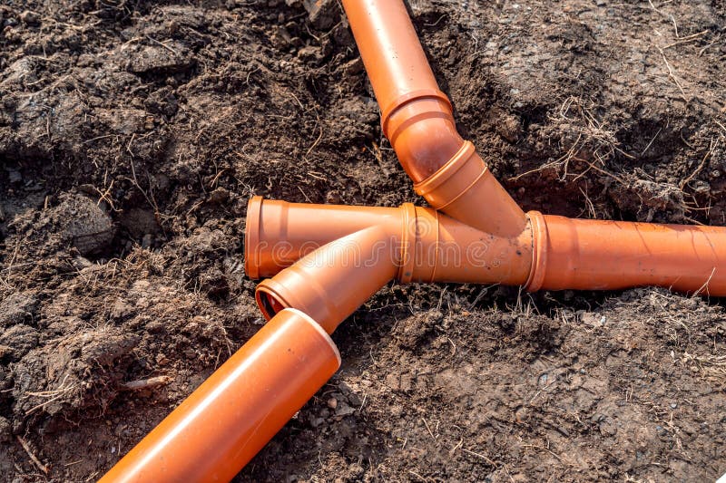 Plastic Waste Pipes in the Ground Stock Photo - Image of plumber ...