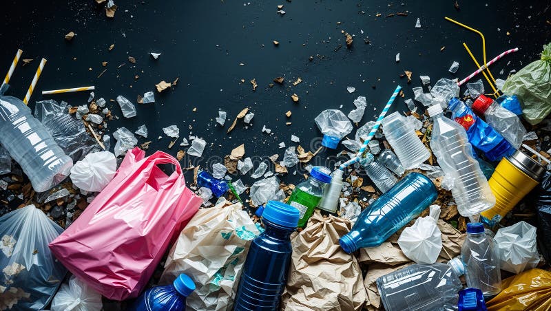Plastic Waste Polluting the Environment with Crumpled Bags and Bottles ...