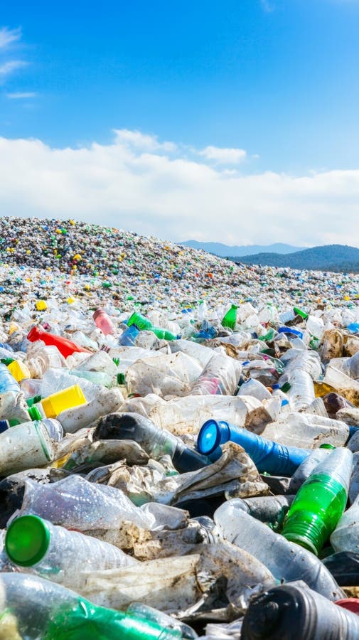 Plastic Waste Polluting the Environment Under Blue Sky Stock Photo ...