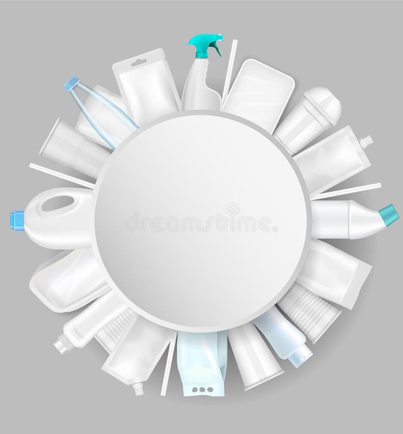 Plastic Waste Pollution Frame, Vector Illustration. Save Environment ...