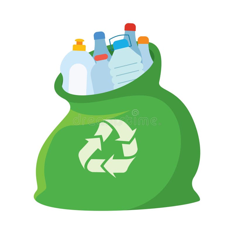 Plastic Waste in Recycle Bag. Vector Stock Illustration - Illustration ...