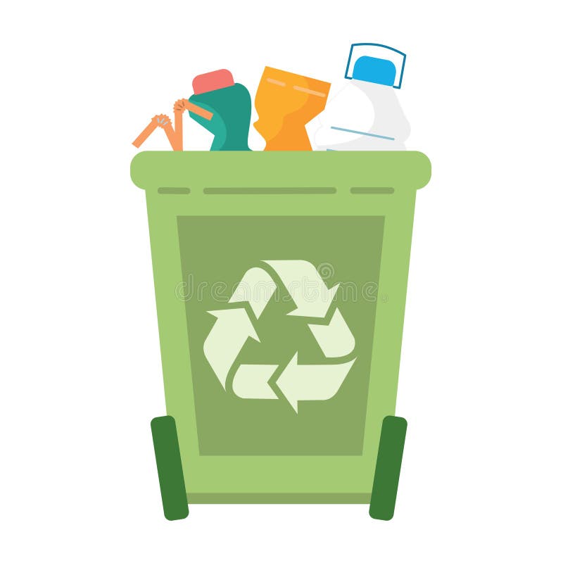 Plastic Waste in Recycle Bin. Vector Stock Illustration - Illustration ...