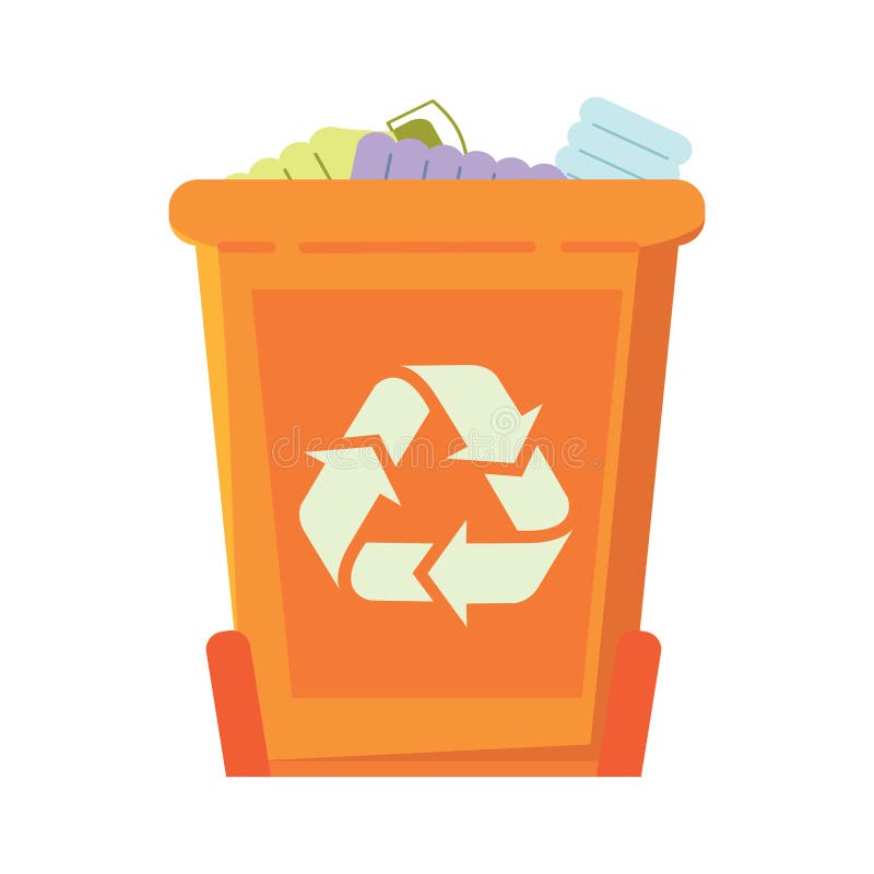 Plastic Waste in Recycle Bin. Vector Stock Illustration - Illustration ...