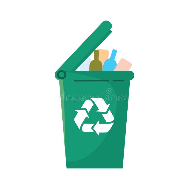 Plastic Waste in Recycle Bin. Vector Stock Illustration - Illustration ...