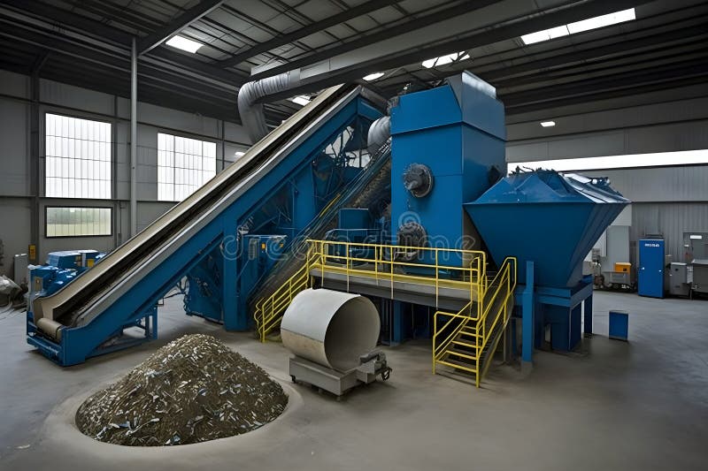 Plastic Waste Recycling Line. Background for Design. Generative AI ...