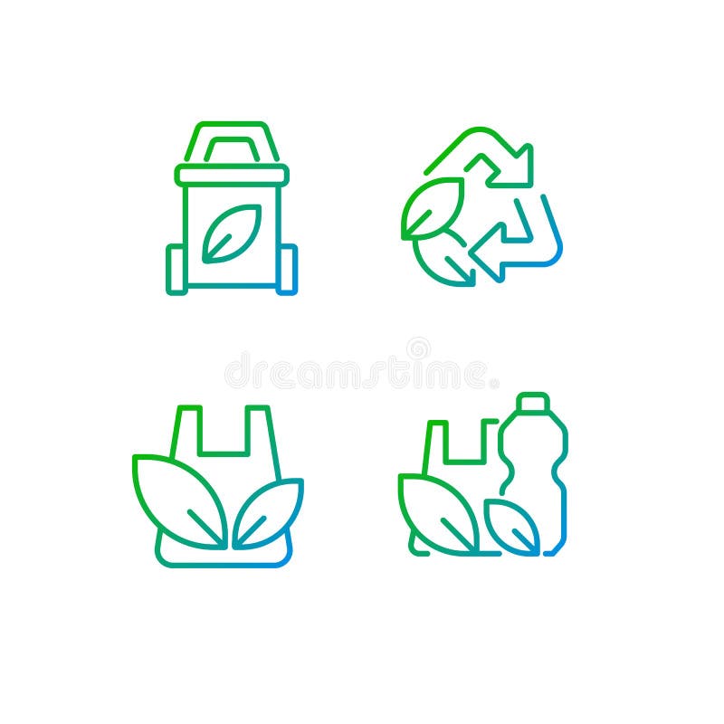 Plastic Waste Recycling Pixel Perfect Gradient Linear Vector Icons Set ...