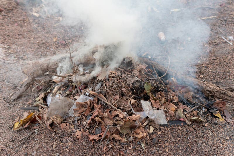 Plastic Waste and Rubbish Open Burning Stock Image - Image of trash ...