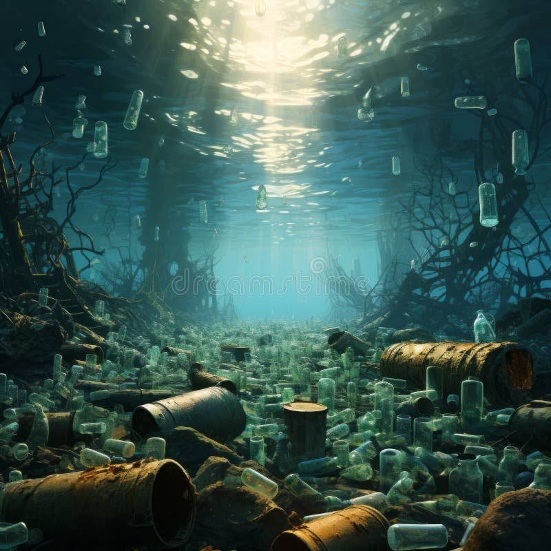 Plastic Waste in the Sea. Concept of Environmental Pollution ...