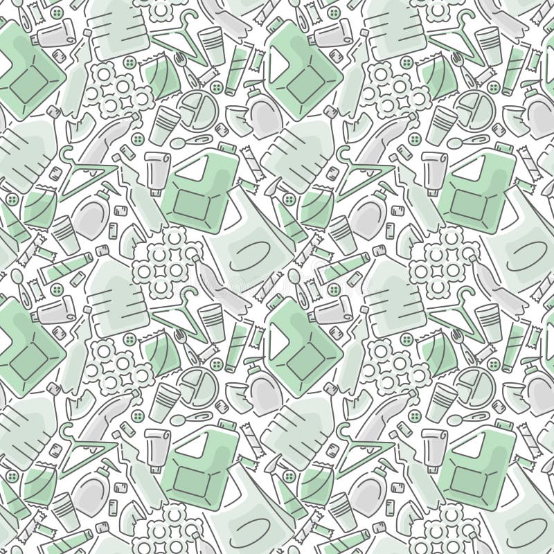 Plastic Waste Seamless Pattern Stock Vector - Illustration of packaging ...