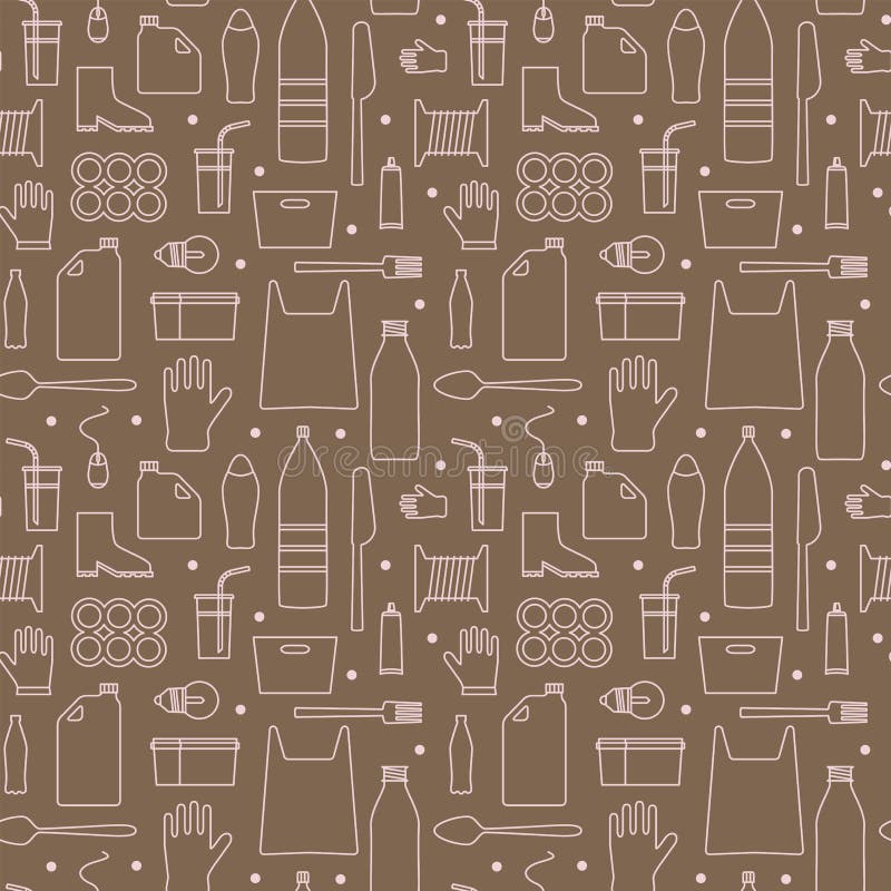 Plastic Waste Seamless Pattern Stock Vector - Illustration of litter ...