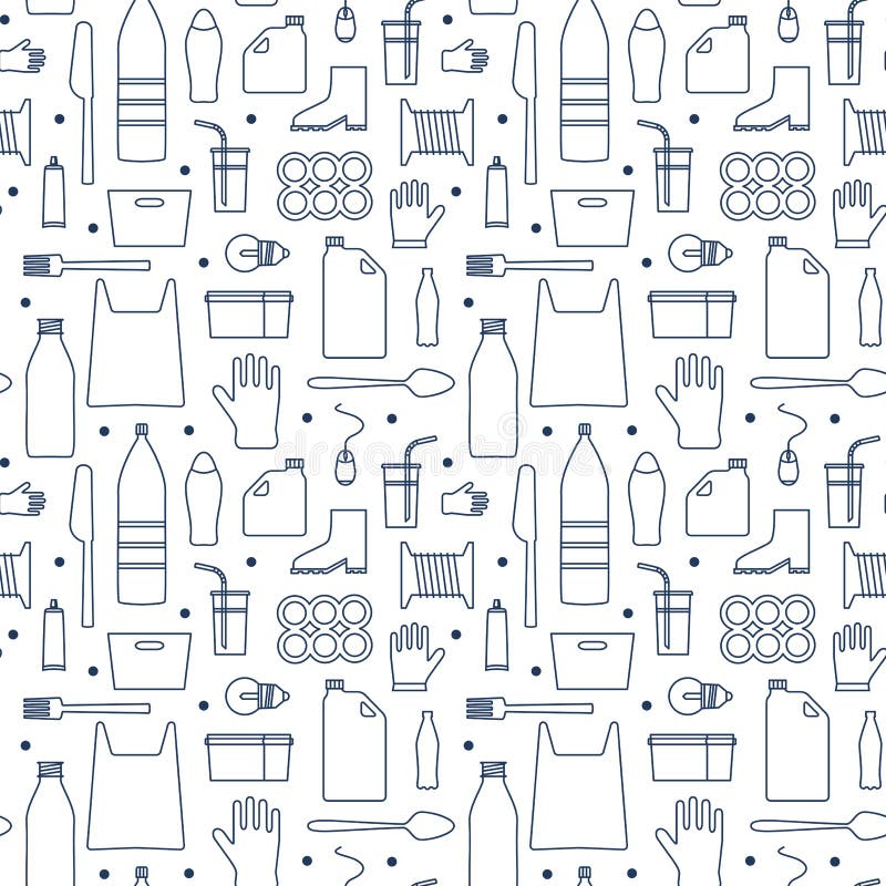 Plastic Waste Seamless Pattern Stock Vector - Illustration of pollution ...