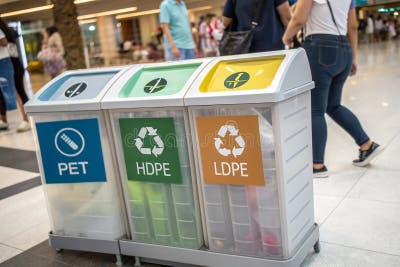 Plastic Waste Segregation Bin with Labeled Compartments Stock ...