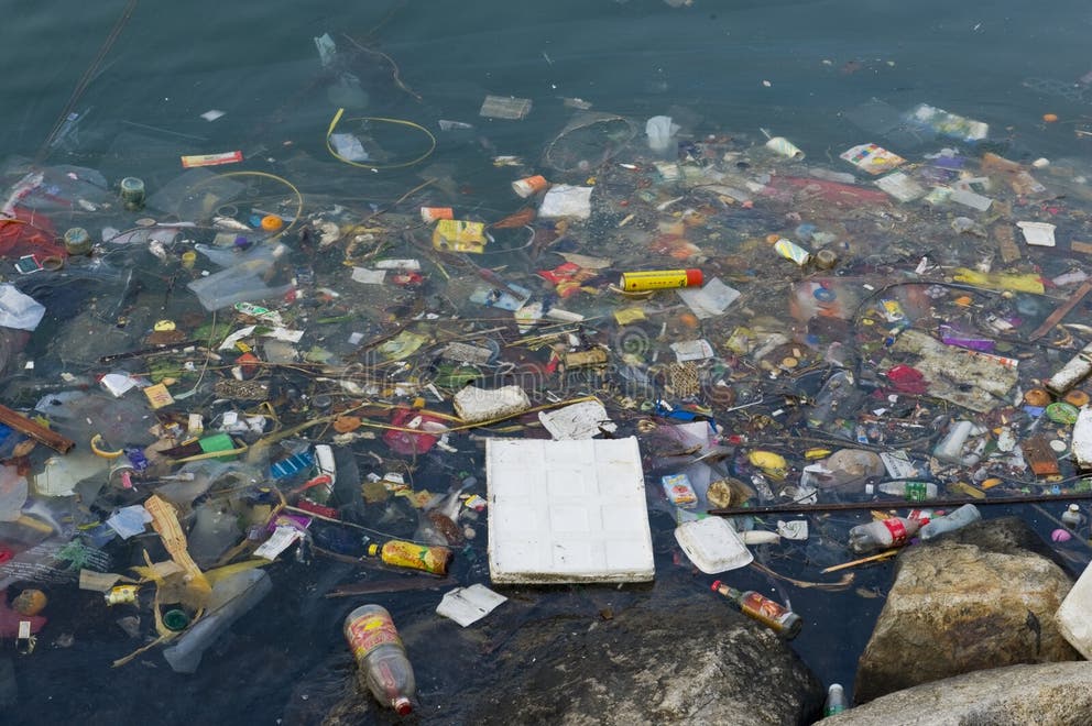 Plastic waste in river stock photo. Image of lake, time - 30170524