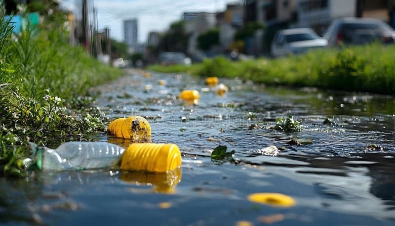 Urban Water Pollution stock illustration. Illustration of ...