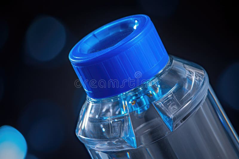 A Plastic Water Bottle with a Blue Cap and Label Stock Image - Image of ...