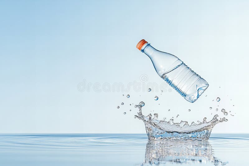 Plastic Water Bottle Splashing into Clear Blue Water Stock Illustration ...