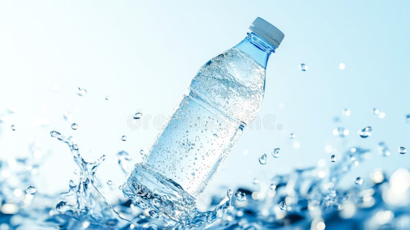 Plastic Water Bottle Splashing in Refreshing Blue Water Stock Image ...